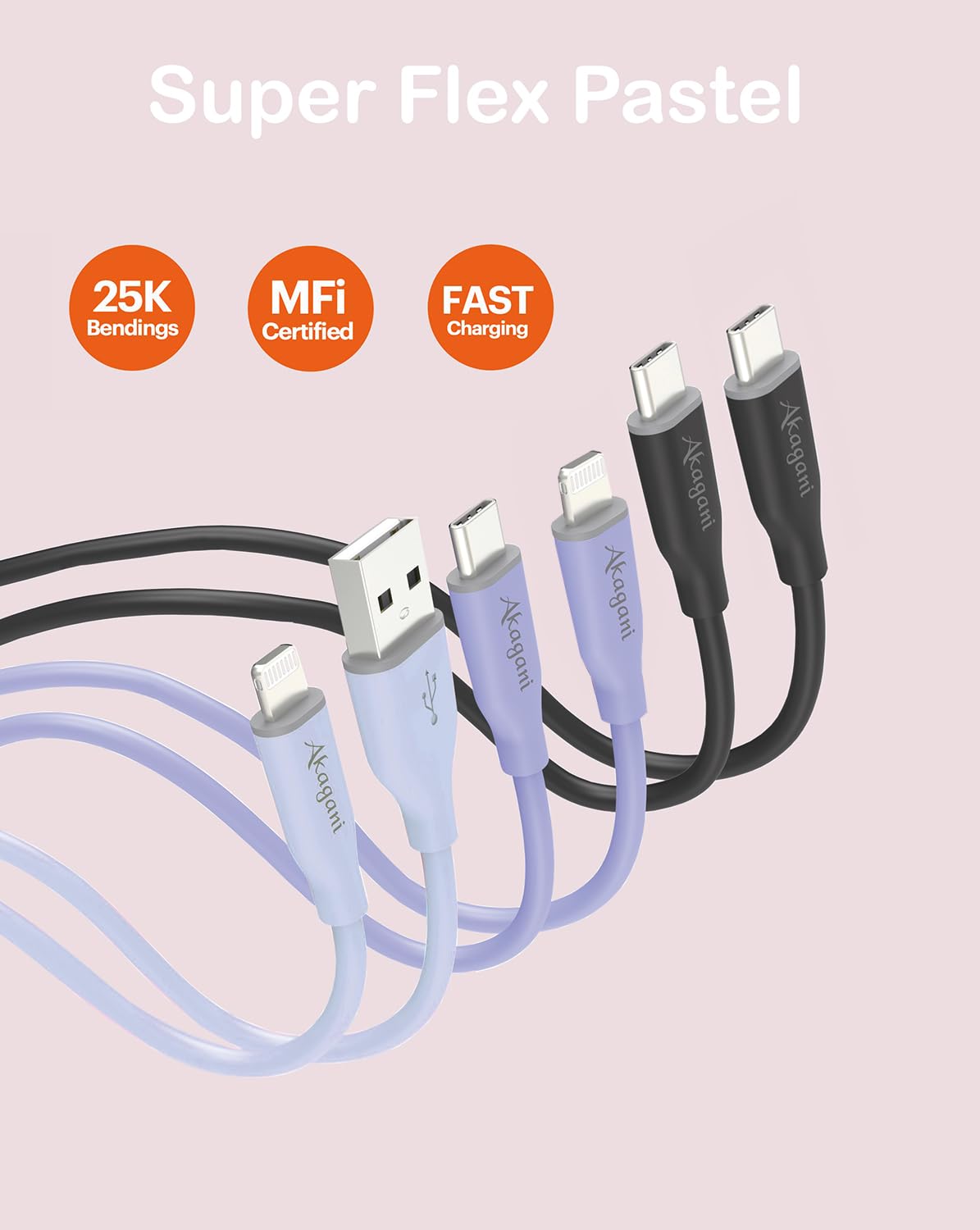 USB C Cable Super Flex Pastel Silicone USB A to Type C Charger Cable for Android Phone, for Samsung Galaxy Note 20 10 9 S20 S10 S9 S8, LG V50 V20 G5 4.26FT USB 2.0 Violet