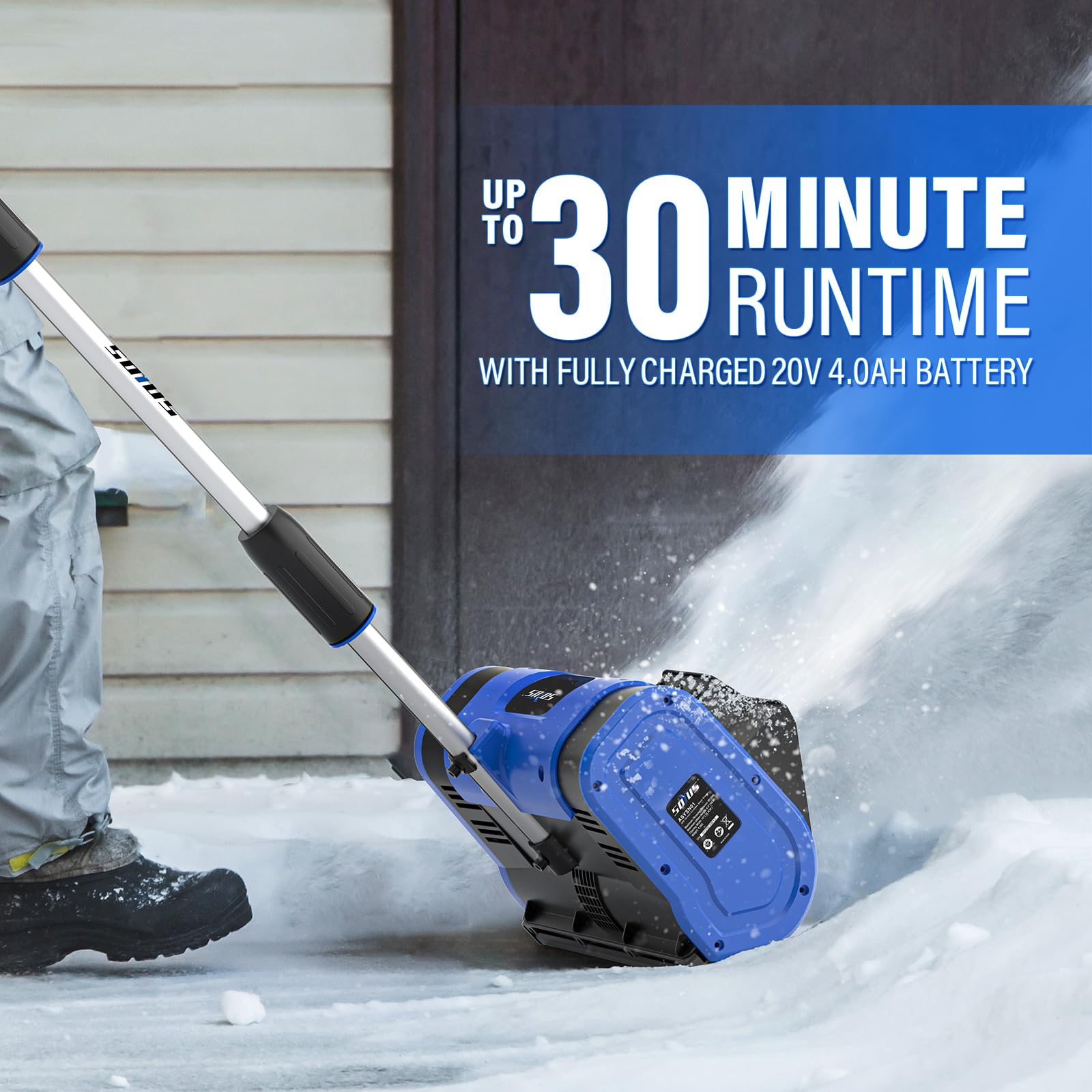 SOYUS Cordless Snow Shovel, 20V 11-Inch Snow Blower Cordless, Electric Snow Shovel with Adjustable Front Handle, Dust Bag, 4.0Ah Battery & Quick Charger Included