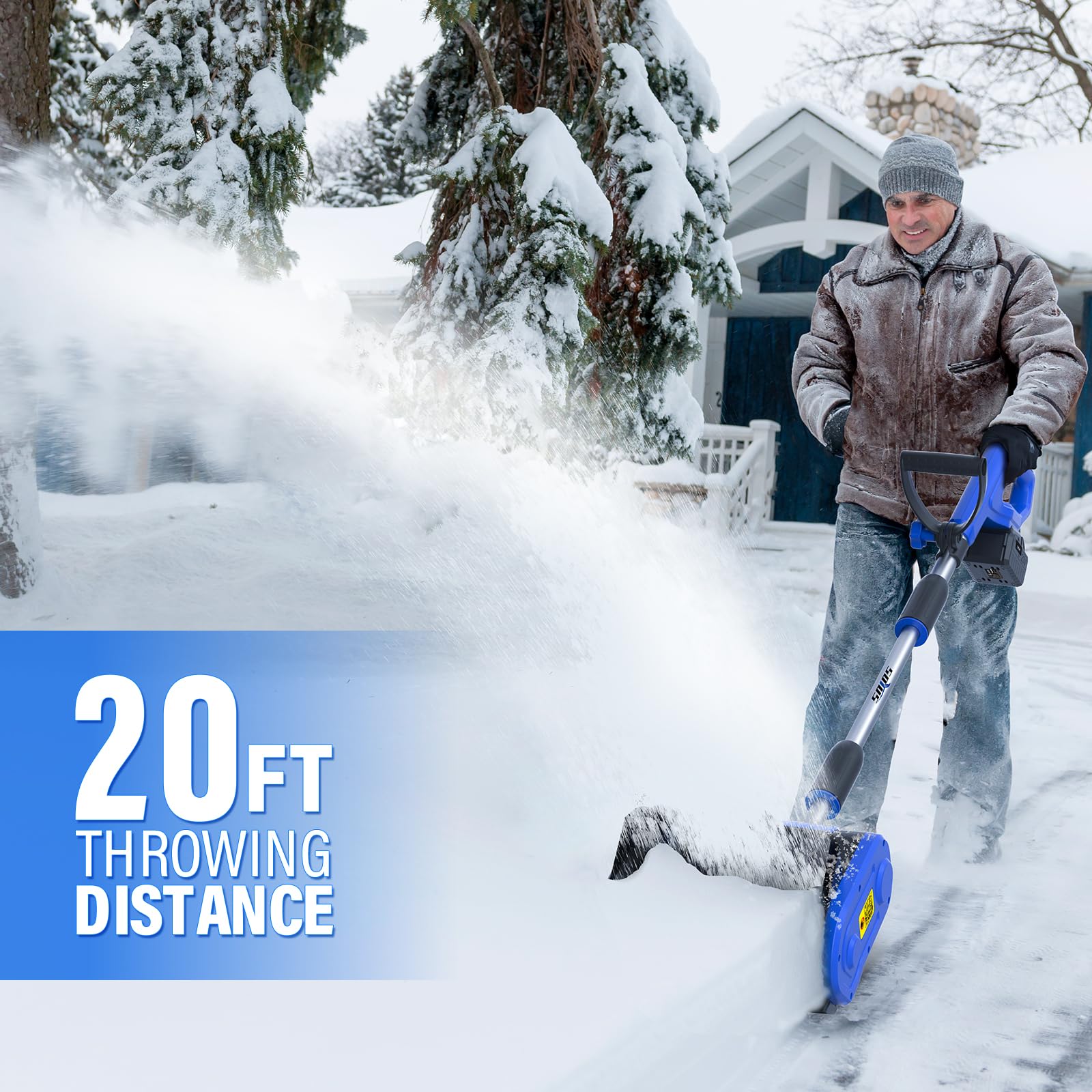 SOYUS Cordless Snow Shovel, 20V 11-Inch Snow Blower Cordless, Electric Snow Shovel with Adjustable Front Handle, Dust Bag, 4.0Ah Battery & Quick Charger Included