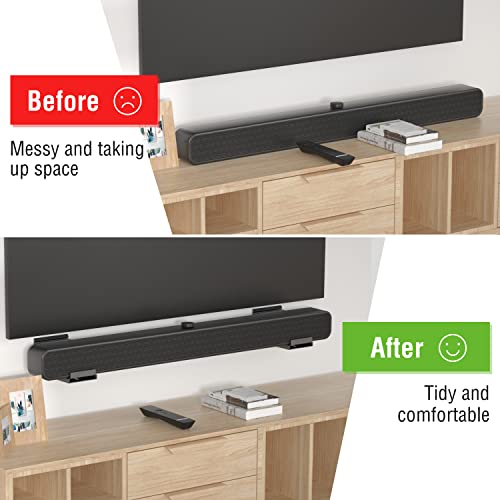 USX MOUNT Universal Soundbar Wall Mount for Drywall Wood Studs Concrete Wall Up to 22 Lbs Sound Bar Mounting Brackets Under TV, Depth Adjustable 4.13-6.3‘’ Removable and Lockable No-Slip Hooks