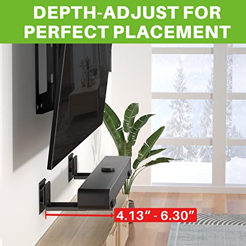 USX MOUNT Universal Soundbar Wall Mount for Drywall Wood Studs Concrete Wall Up to 22 Lbs Sound Bar Mounting Brackets Under TV, Depth Adjustable 4.13-6.3‘’ Removable and Lockable No-Slip Hooks