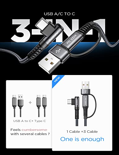 AINOPE 100W USB C to USB C Cable 2-Pack 6.6ft Type C Charger Fast Charging Cable USBC to USBC Cable Right Angle PD4.0 QC5.0 fit for MacBook Pro/Air iPad Pro/Air Samsung Galaxy