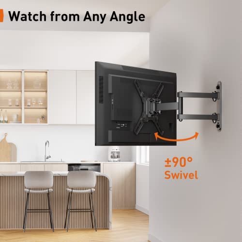 Perlegear TV Wall Mount for 13-42 inch Flat or Curved TVs & Monitors up to 55 lbs, Full Motion TV Wall Mount with Articulating Arm, Swivel Corner TV Wall Mount, Max VESA 200x200mm, PGSF6