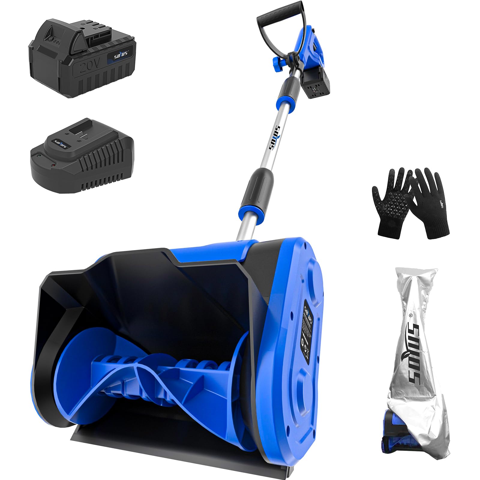 SOYUS Cordless Snow Shovel, 20V 11-Inch Snow Blower Cordless, Electric Snow Shovel with Adjustable Front Handle, Dust Bag, 4.0Ah Battery & Quick Charger Included