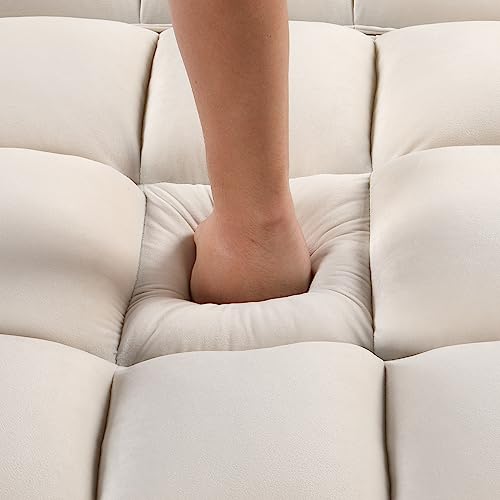 Verfur 3 in 1 Multi-Functional Futon Couch Pull Out Sleep, 2 Seater Convertible Loveseats Sofa with Adjustable Backrest,Comfy Upholstery Sofacama Sofabed, White 55.3" w/Cupholders and USB Charge Ports