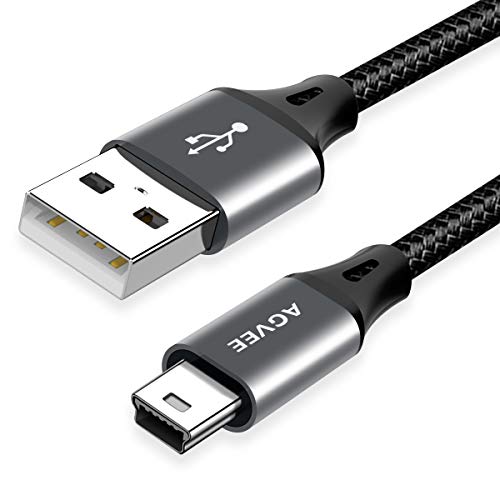AGVEE [2 Pack 6ft Replacement for Garmin Nuvi GPS Charger Data Cable Gpsmap Charging Cord, TI-84 Plus/CE/C Silver, Blue Yeti USB Microphone/Pro Mic, for Canon IFC-400PCU/300PCU/200U, Dark Gray