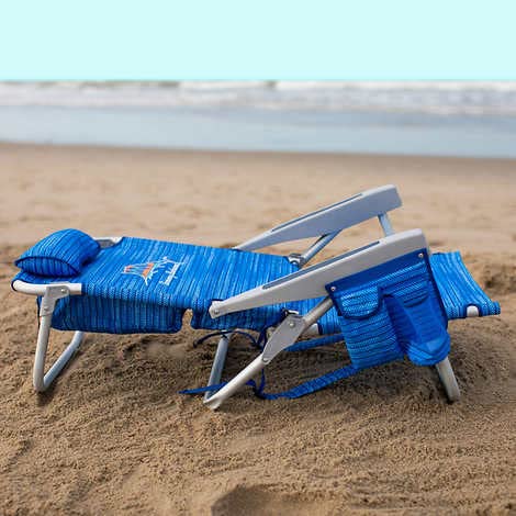 Tommy Bahama 2 2016 Backpack Cooler Beach Chair with Storage Pouch and Towel Bar (Blue Stripe)