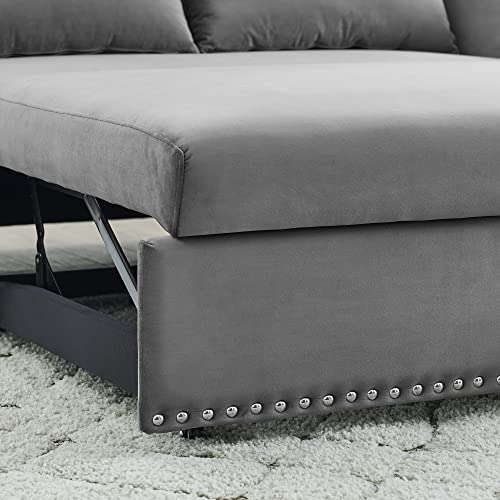 Eafurn 3 in 1 Convertible Loveseat Sofa with Pull Out Sleeper Bed, Small Love Seat Futon Couch Sofabed with Adjustable Backrest, Multi-Functional Upholstery Reclining Chaise Lounge for Living Room