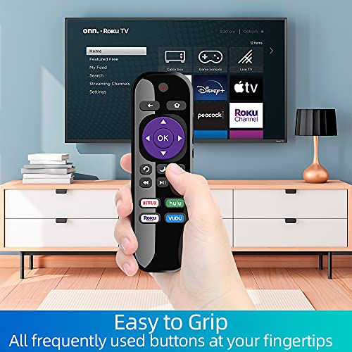 Gvirtue Replacement Remote Control Compatible for All Onn Roku Smart TV, Universal for Onn Roku TV Remote, Onn 24” 32” 40” 43” 50” 55” 58” 65” 70” Roku TV with Netflix Hulu Roku-Channel Vudu Button