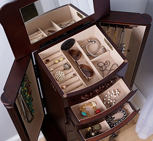 Hives and Honey Morgan Armoire Jewelry Cabinet, Dark Walnut