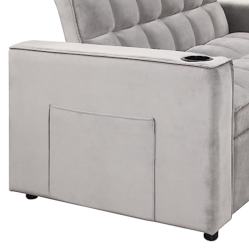 Eafurn 3 in 1 Convertible Loveseat Sofa with Pull Out Sleeper Bed, Small Love Seat Futon Couch Sofabed with Adjustable Backrest, Multi-Functional Upholstery Reclining Chaise Lounge for Living Room
