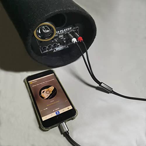 DUOYUTING RCA Audio Cable, iOS Phone to 2 Male RCA Stereo Audio Y-Adapter for iPhone/Sound Box/Amplifier/Home Theater etc. (3.4ft)