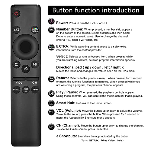 Universal Samsung Smart Tv Remote Control fit All Samsung Smart-TV LCD LED UHD QLED 4K HDR TVs, with Netflix, Prime Video Buttons