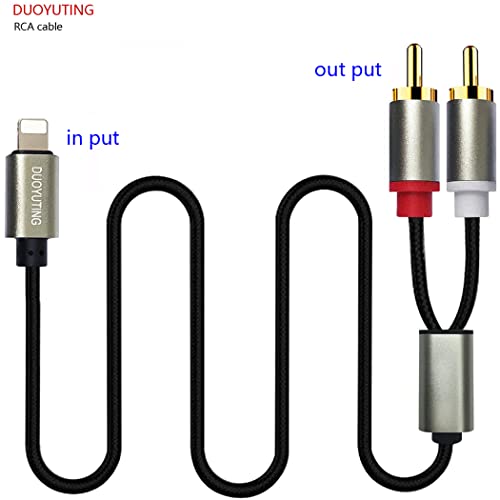 DUOYUTING RCA Audio Cable, iOS Phone to 2 Male RCA Stereo Audio Y-Adapter for iPhone/Sound Box/Amplifier/Home Theater etc. (3.4ft)