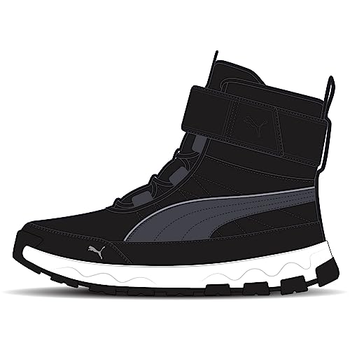 PUMA Kids Evolve Boot Alternative Closure Snow Shoe, Black-Strong Gray White, 10 US Unisex Toddler