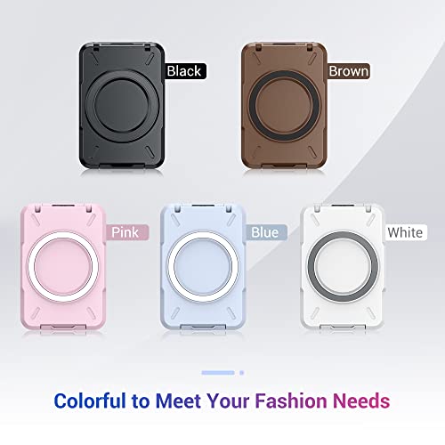 Magnetic Wallet Card Holder For Magsafe, RFID Blocking Slim Hardshell 4 Credit Card & Money Pocket Magnetic Adjustable Stand Wallet for Apple iPhone 16 15 14 13 12 Plus Max Not for iPhone 13/12 mini