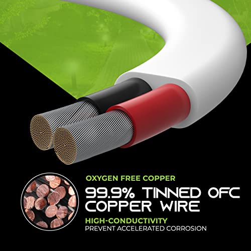 GearIT 16/2 Marine Wire (50 Feet) 16AWG Gauge - Tinned OFC Copper/Marine Grade Speaker Cable/Duplex / 2 Conductors - OFC Oxygen-Free Copper, White 50ft