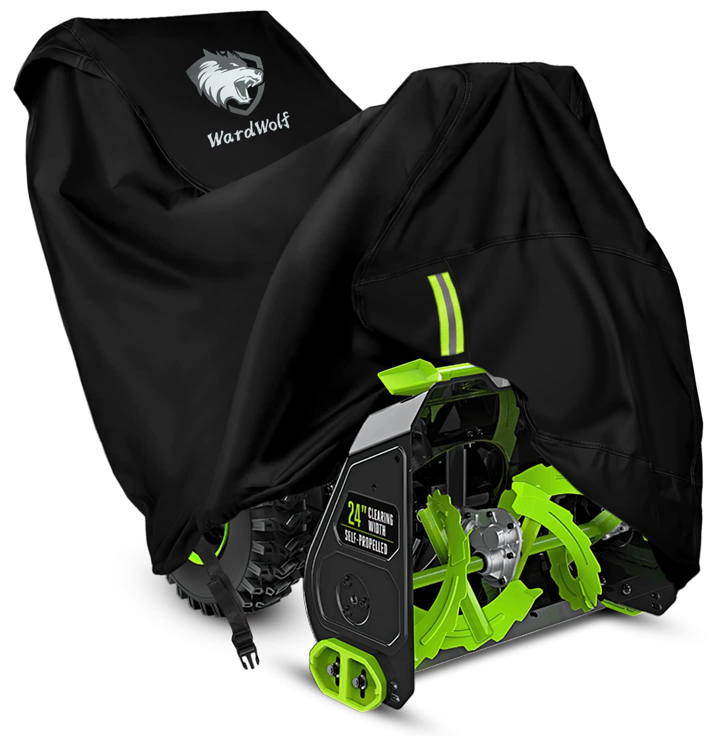 WardWolf Snow Blower Cover, Fit Most Electric Two Stage Snowblowers, 600D Heavy Duty Universal Snow Thrower Cover Waterproof, Windproof, Sunproof with Air Vent and Buckle Strap, Black