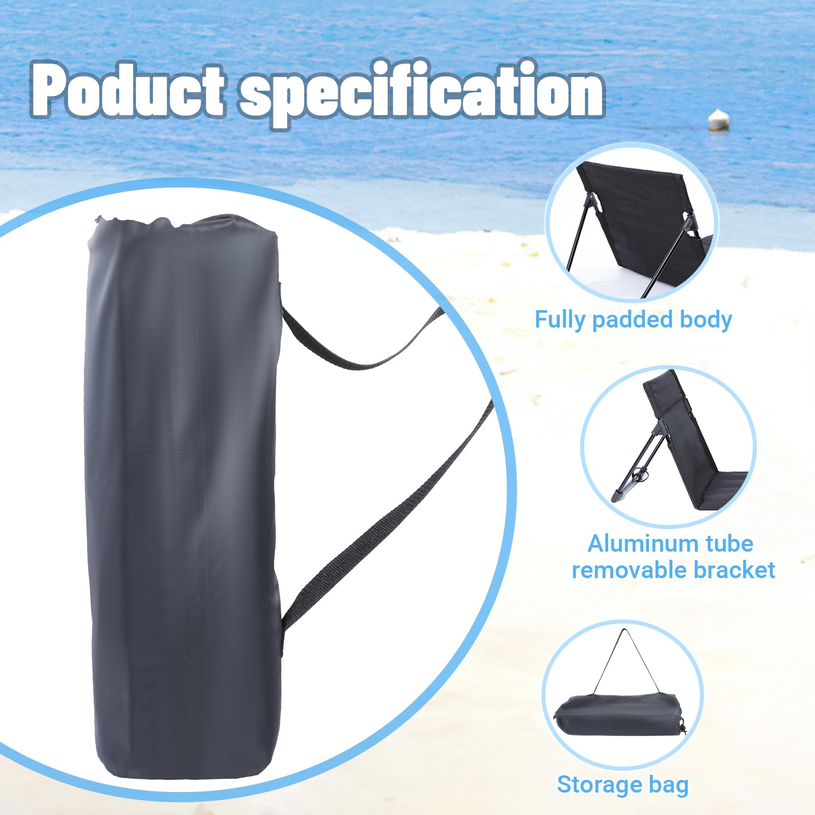 Portable Beach Mat Lounge Chair, Folding Lounge Chairs for Adults, Ideal Tanning Mat for Sunbathing, Beach Lounger for Patio Lightweight Camping Chairs