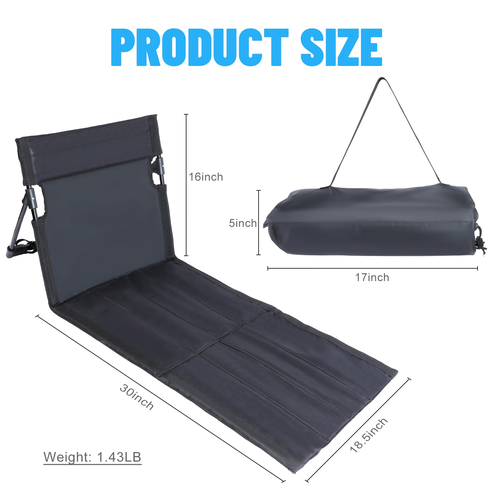 Portable Beach Mat Lounge Chair, Folding Lounge Chairs for Adults, Ideal Tanning Mat for Sunbathing, Beach Lounger for Patio Lightweight Camping Chairs
