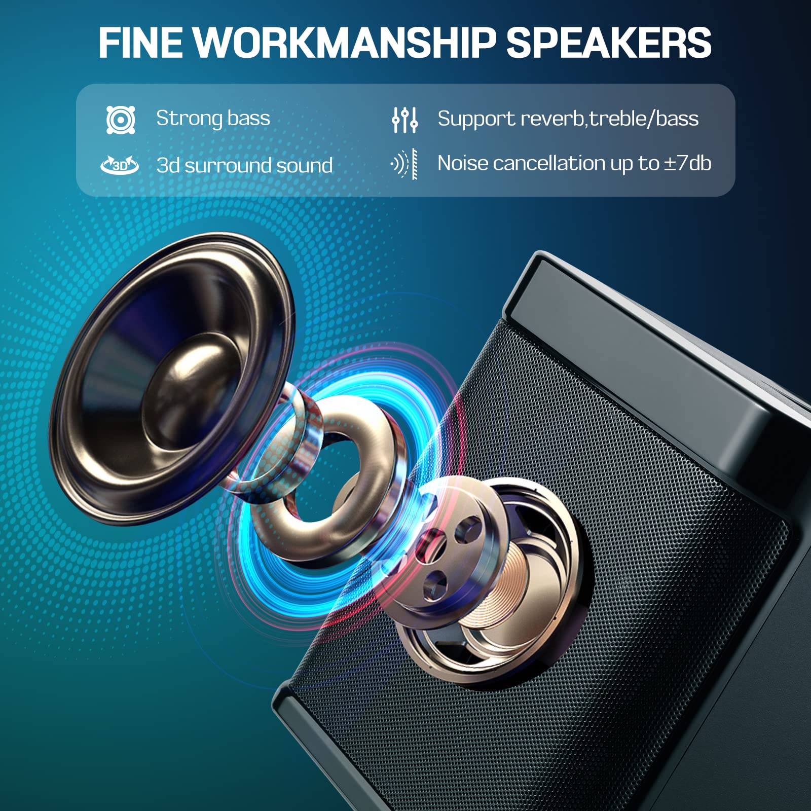 Wireless Karaoke Machine with 2 Microphones - Multifunctional Portable Mini Karaoke Machine, Karaoke Speaker Supports Bluetooth/USB/Aux/TF for Kids, Adults, Family, Party, Gift (Black)
