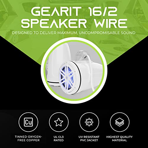 GearIT 16/2 Marine Wire (50 Feet) 16AWG Gauge - Tinned OFC Copper/Marine Grade Speaker Cable/Duplex / 2 Conductors - OFC Oxygen-Free Copper, White 50ft