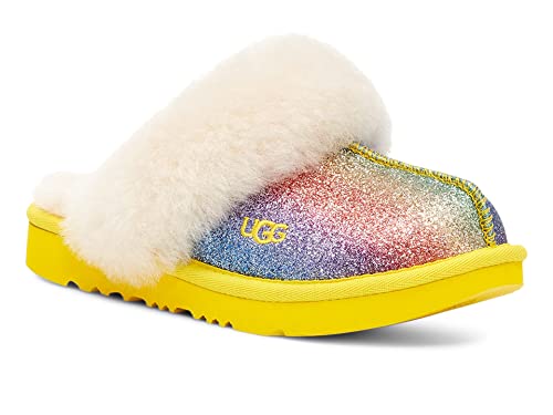 UGG Unisex-Child Cozy Ii Glitter Slipper, Rainbow, 6 Big Kid