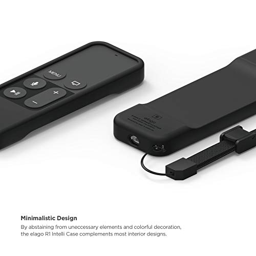 elago R1 Protective Silicone Case Cover Compatible with Apple TV 4K Siri 4th and 5th Generation Siri Remote Control - [Magnet Technology] [Lanyard Included] [Shock Absorption] - Black