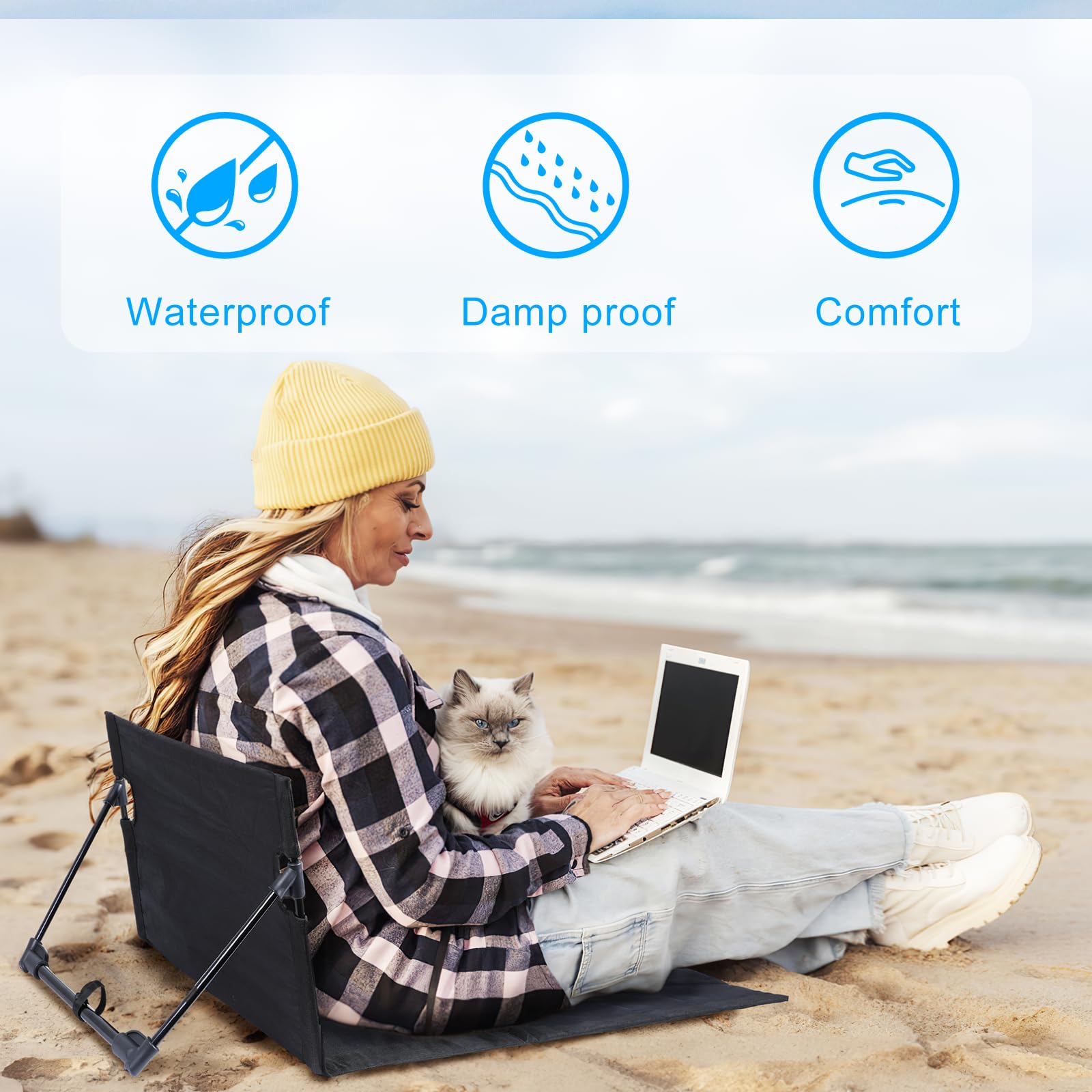 Portable Beach Mat Lounge Chair, Folding Lounge Chairs for Adults, Ideal Tanning Mat for Sunbathing, Beach Lounger for Patio Lightweight Camping Chairs