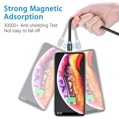 TOPK Magnetic Charging Cable, Magnetic Phone Charger [6-Pack,1ft/3ft/3ft/6ft/6ft/10ft],3-in-1 Magnetic USB-A to Micro USB,USB C Cable Compatible with Android Devices (Black)