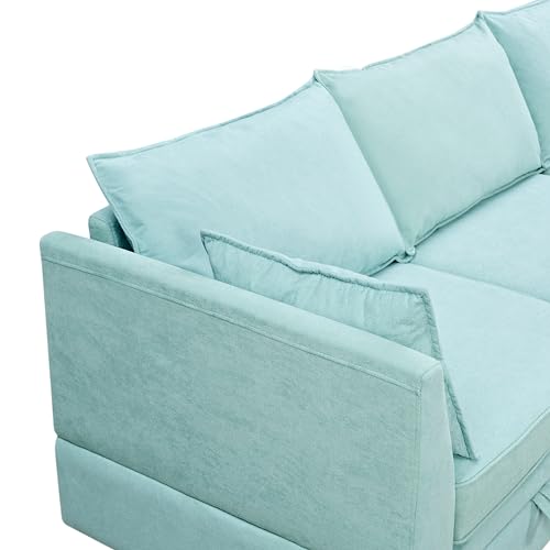 WILLIAMSPACE 115" Sectional Sofa Couch with Storage for Living Room, Modern Corner L-Shaped Sofa 6 Seater Couch, Modular Convertible Sofa Bed with Reversible Chaise for Home Office (Light Green)
