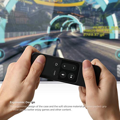 elago R1 Protective Silicone Case Cover Compatible with Apple TV 4K Siri 4th and 5th Generation Siri Remote Control - [Magnet Technology] [Lanyard Included] [Shock Absorption] - Black