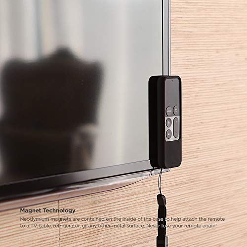 elago R1 Protective Silicone Case Cover Compatible with Apple TV 4K Siri 4th and 5th Generation Siri Remote Control - [Magnet Technology] [Lanyard Included] [Shock Absorption] - Black