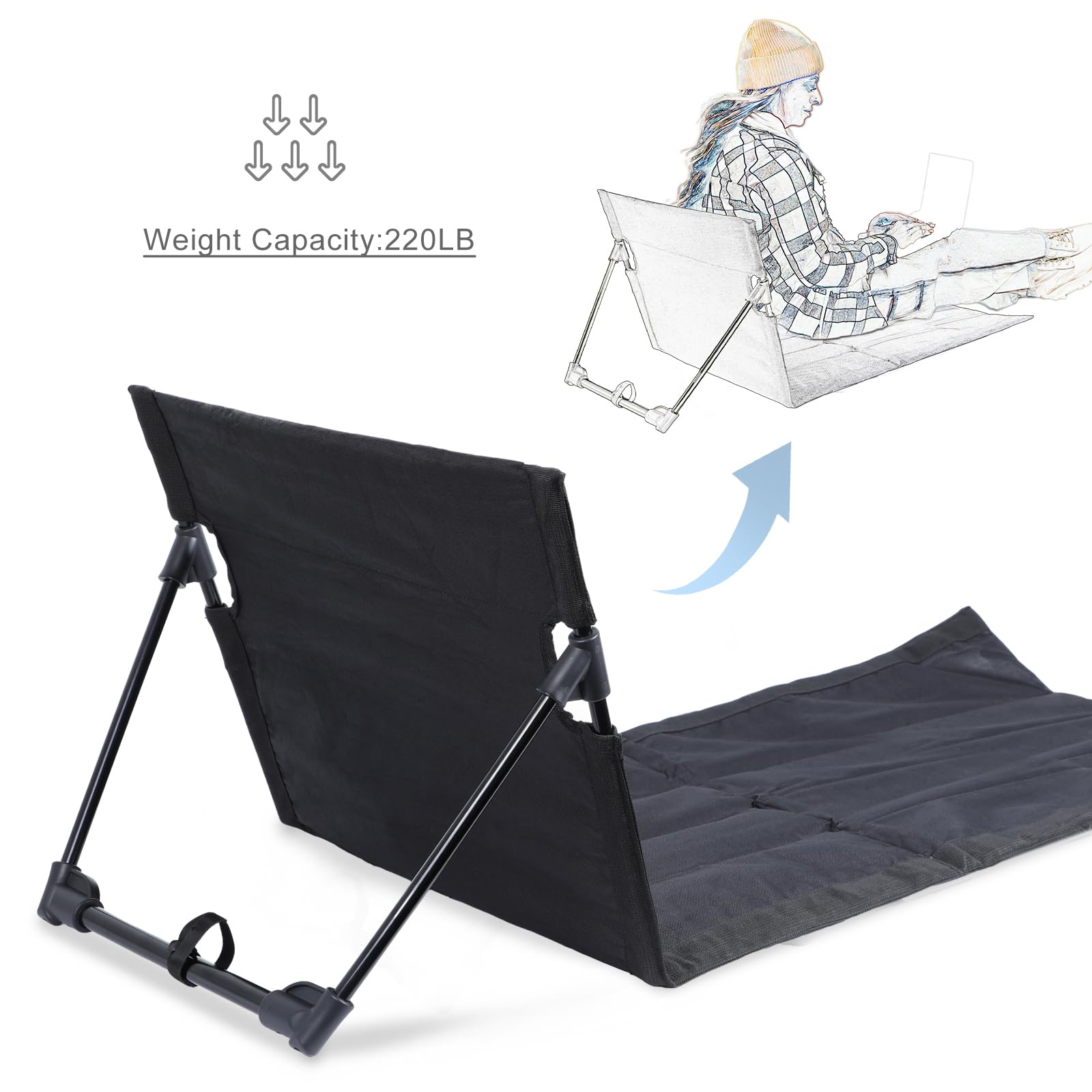 Portable Beach Mat Lounge Chair, Folding Lounge Chairs for Adults, Ideal Tanning Mat for Sunbathing, Beach Lounger for Patio Lightweight Camping Chairs