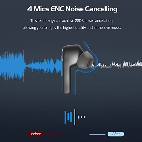 Wireless Headphones for Graduation Gifts,Noise Cancelling Bluetooth Earbuds with Wireless Touch Control and Charging Case,IPX5 Waterproof EarBuds 40H with ENC HD in-Ear Built-in Mic Headset Deep Bass