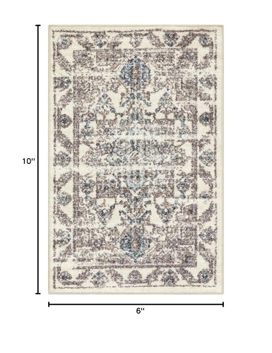 Maples Rugs Distressed Tapestry Vintage Kitchen Rugs Non Skid Accent Area Floor Mat [Made in USA], 2'6 x 3'10, Neutral