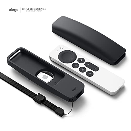 elago R5 Locator Case Compatible with 2022 Apple TV 4K Siri Remote 3rd Gen, Compatible with 2021 Apple TV Siri Remote 2nd Gen and Compatible with Apple AirTag - Full Access to All Functions [Black]