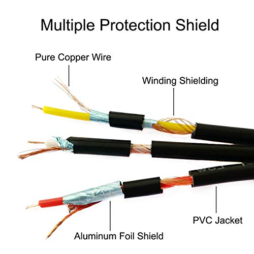 PASOW 3 RCA Cable Audio Video Composite Male to Male DVD Cable (6 Feet)