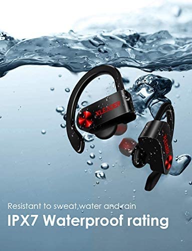 XLEADER Wireless Sports Earbuds Sport3 Pro Bluetooth Earphones with LED Display Charging Case 48H Playtime IPX7 Waterproof Deep Bass Microphone for Running Workout Gym Red