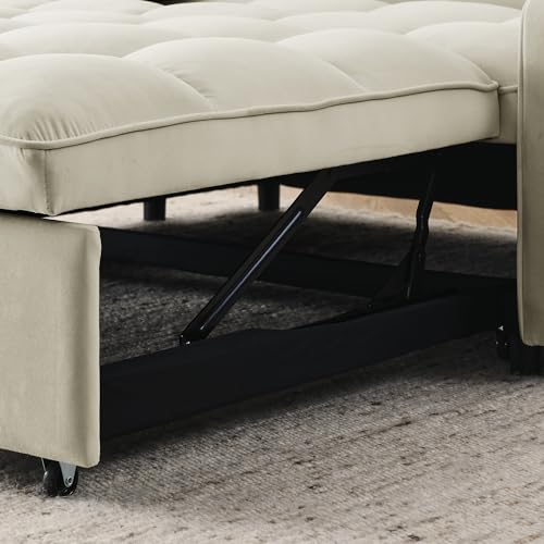 Upholstered Futon Loveseat Sofa Convertible to Sleeper Sofá Bed,Adjsutable Love Seat Chaise Lounge Couch Chair,Sofacama with Two Arm Pocket,Type C,USB Charging and Copper Nail for RV/Living Room
