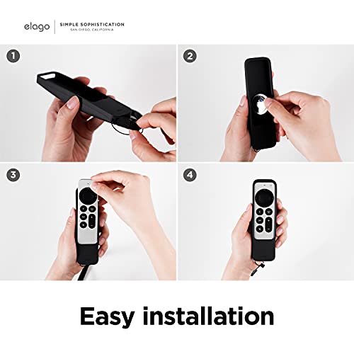 elago R5 Locator Case Compatible with 2022 Apple TV 4K Siri Remote 3rd Gen, Compatible with 2021 Apple TV Siri Remote 2nd Gen and Compatible with Apple AirTag - Full Access to All Functions [Black]