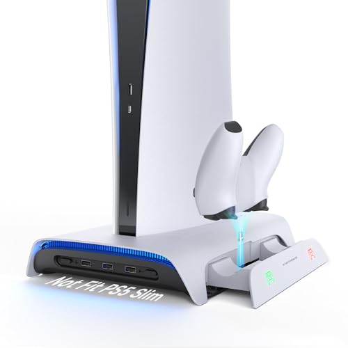 KIWIHOME Cooling Station for PS5 Accessories, Upgraded Controller Charging Station with Magnetic Dongles, Vertical Stand with RGB for Old PS5 Version Only, Not for PS5 Slim and New PS5 Pro