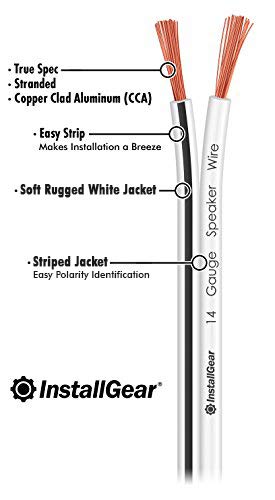 InstallGear 14 Gauge AWG Speaker Wire Cable (100ft - White) | White Speaker Cable | Speaker Wire 14 Gauge | 14 Gauge Wire for Outdoor, Automotive, and Marine