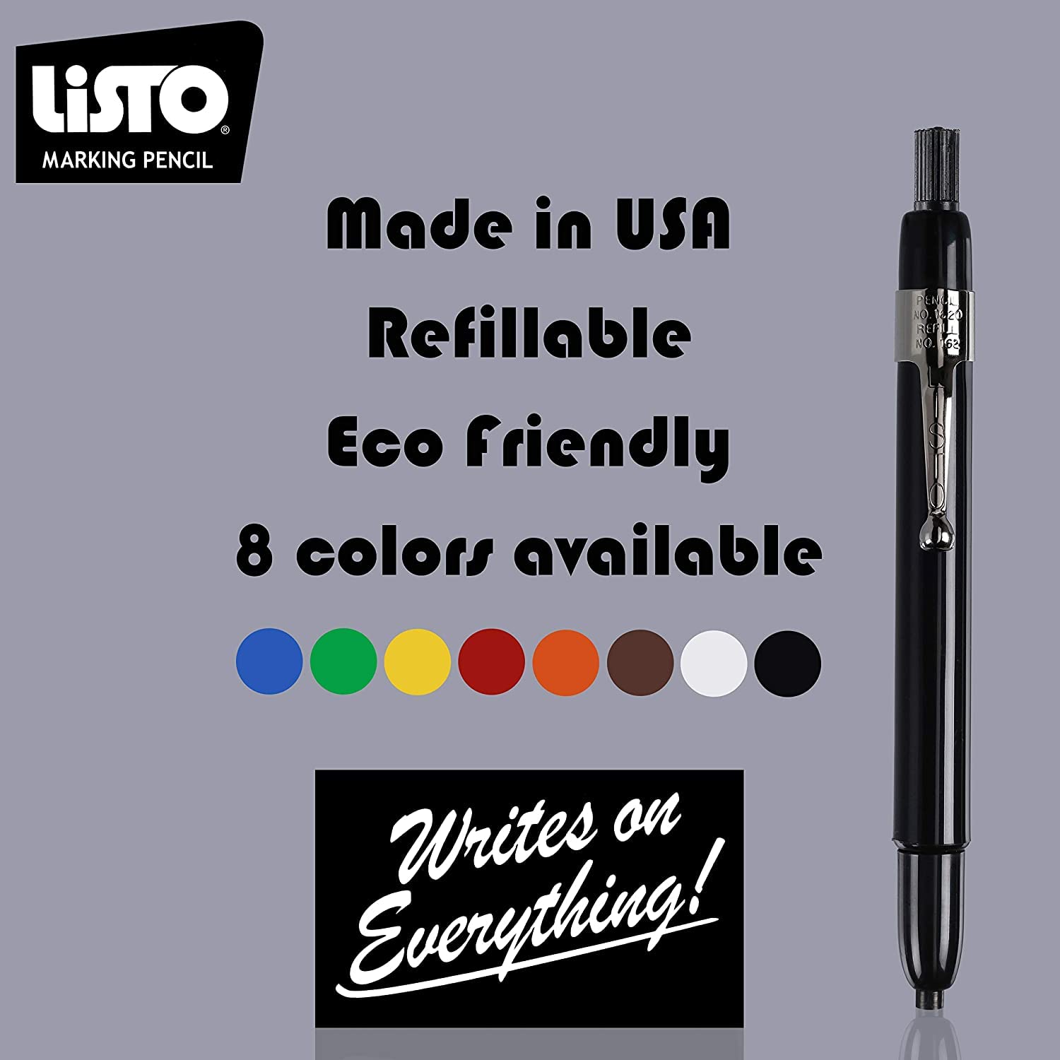 Listo 1620 and 162 Marking Pencils Kit, 12 Pencils, 72 Refill Leads - Orange, Chisel Tip, Firm, Flat End, Ideal for Marking and Writing on Hard Surfaces, Construction Theme, Not Water Resistant