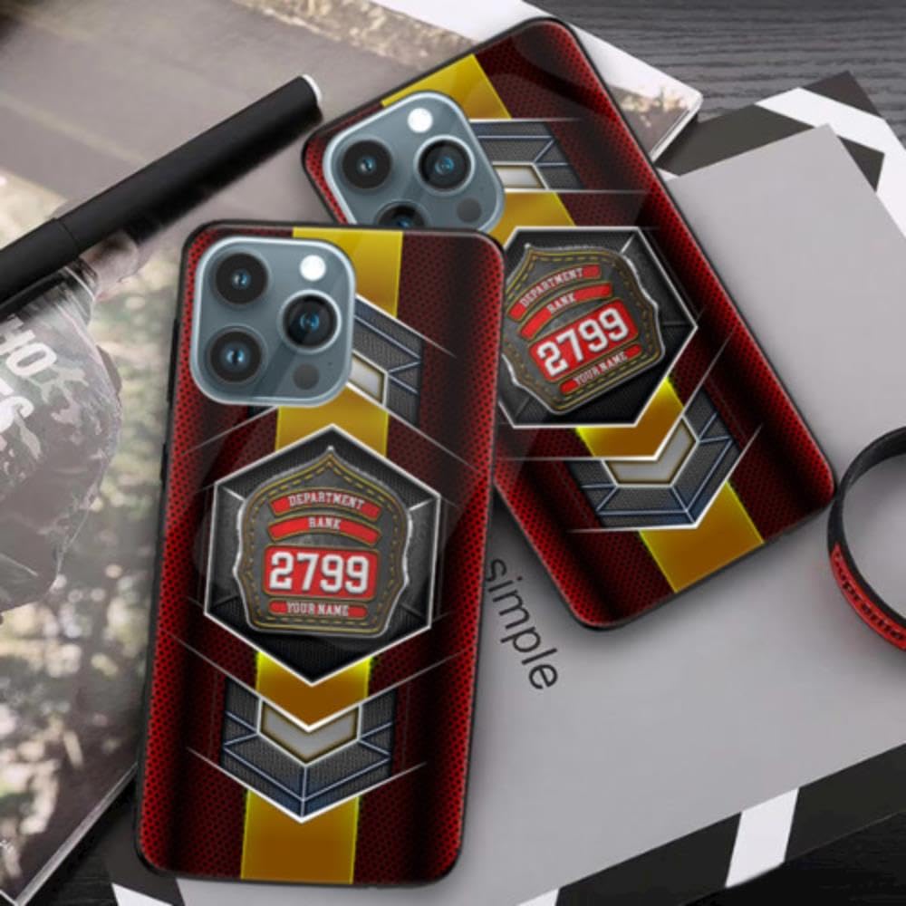 Personalized Firefighters Phonecase with Department, Rank, Badge Number and Your Name, FiremanPhonecase, Firefighters Gifts Multicolor