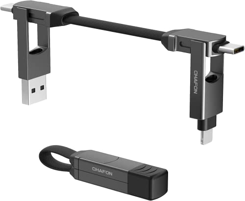 CHAFON Multi Charging Cable Short,Portable Magnetic Keyring 5 in 1 USB Charger Data Cord,PD 60W USB A/C to Type C,Micro USB Connectors Compatible with Cell Phones Tablets Power Bank