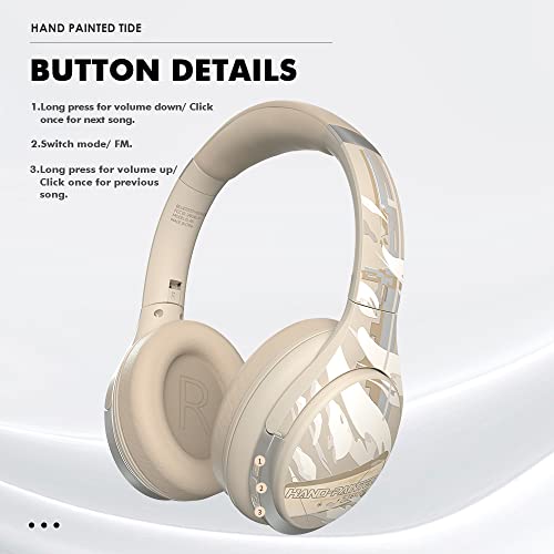 Greshare Wireless Headphone,Active Noise Canceling Headphones with Microphone Deep Bass Bluetooth Gaming Over-Ear Headset for Cellphone PC ipad Tablet Laptop. (Off-White)