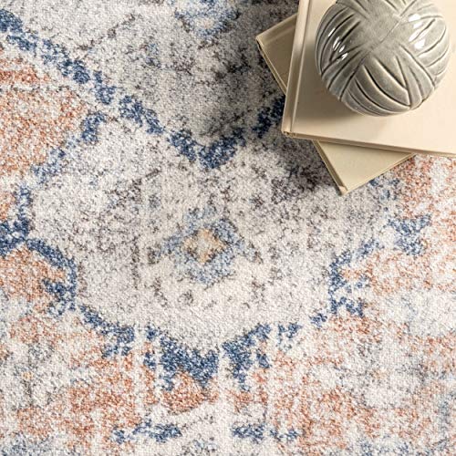 nuLOOM 2' x 3' SpinClean Machine Washable Stain-Resistant Area Rug with Non Slip Backing, Low Profile for Living Room, Bedroom, and Dining Room, Jacquie Peach