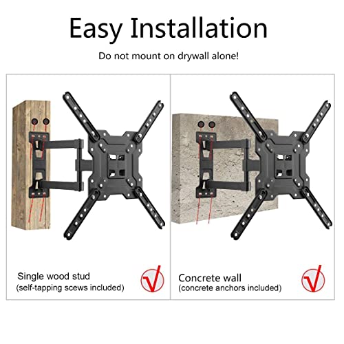Suptek TV Wall Mount Swivel and Tilt Full Motion for Most 23 to 55 inch TV Mount up to 55lbs max VESA 400x400mm (A1+)