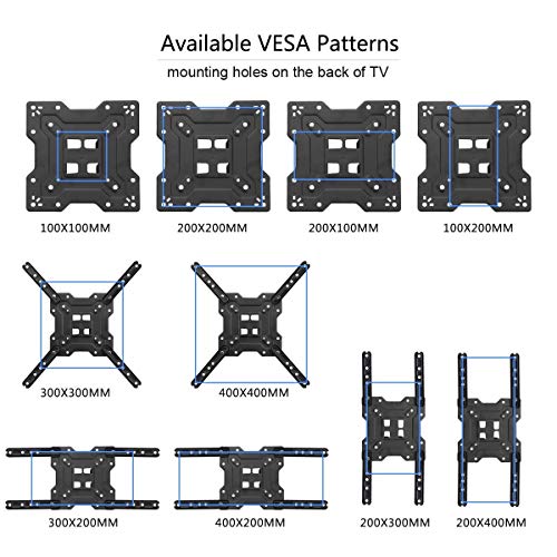Suptek TV Wall Mount Swivel and Tilt Full Motion for Most 23 to 55 inch TV Mount up to 55lbs max VESA 400x400mm (A1+)